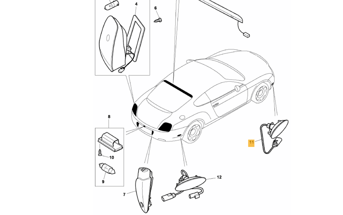 Buy Bentley Continental Flying Spur Front Right Marker Light Free ...
