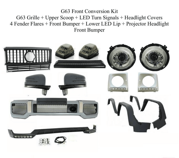 G63 AMG Body Kit Bumper Flares LED LIP G550 G500 GRILLE Mirror Lights ...