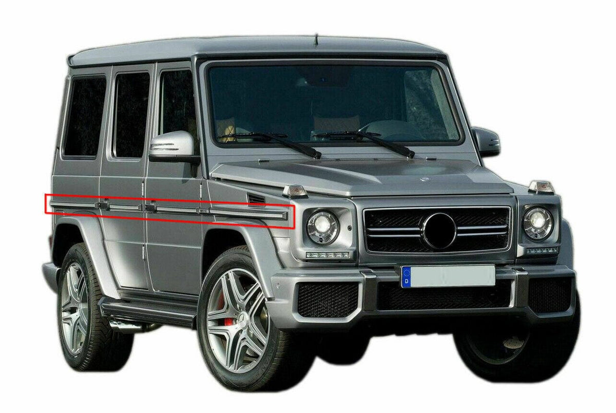 G63 SIDE FULL MOLDINGS BLACK GLOSS SIDE BODY W463 RUBBERS TRIM G550 NE ...