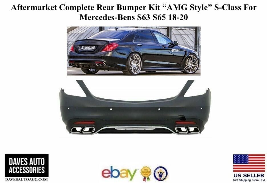 S63 AMG Rear Bumper Full Tips Diffuser Body Kit S550 2014-2017 2015 20 ...