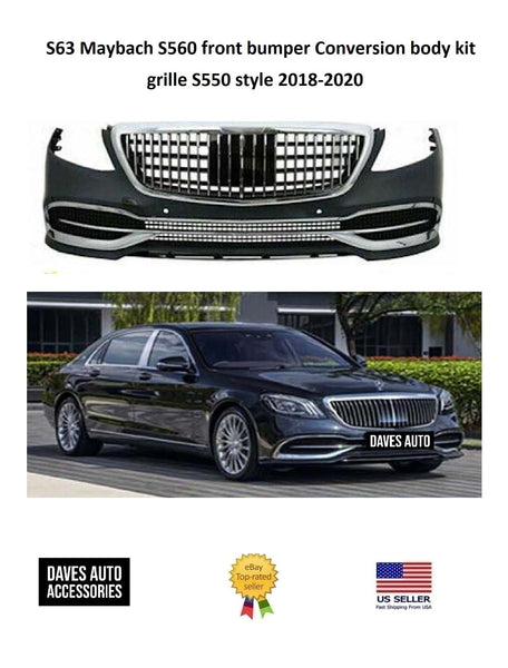 S63 Maybach S560 front bumper Conversion body kit grille S550 style 20 ...